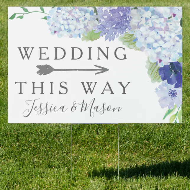 Wedding Directional Yard Sign Hydrangea | Zazzle