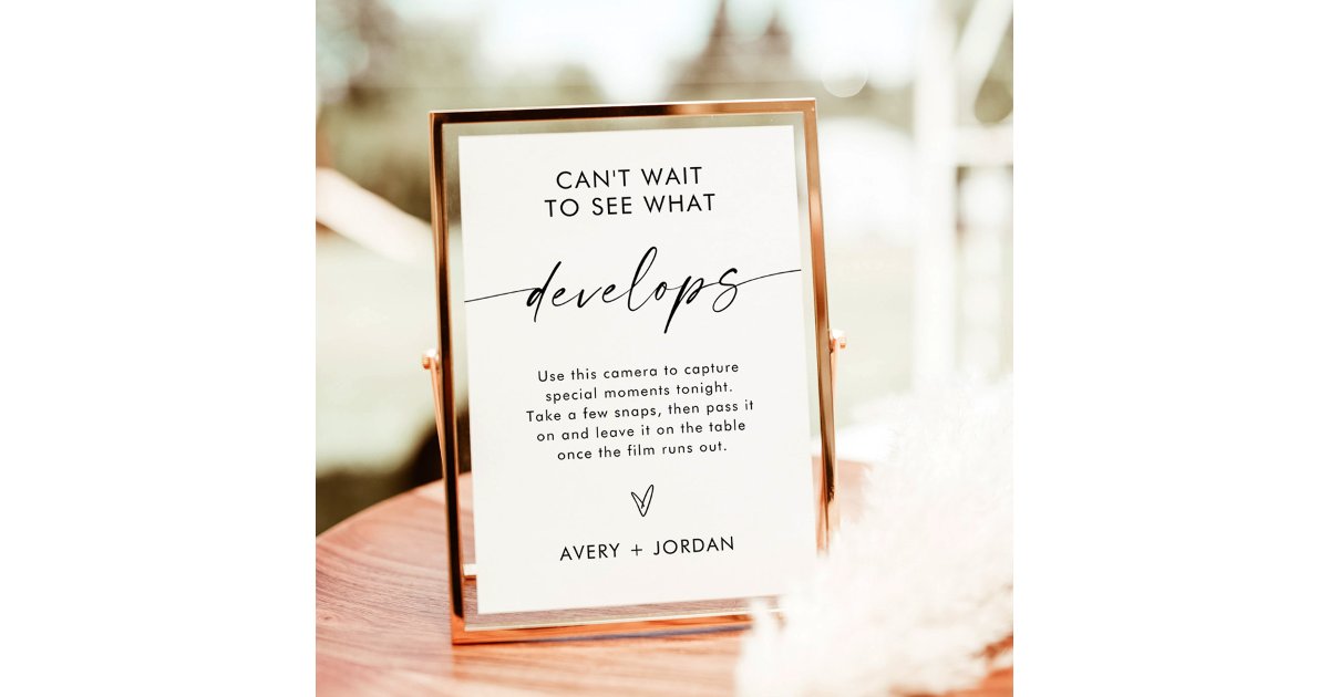 Wedding Disposable Camera Sign, Wedding Photo Game Invitation | Zazzle