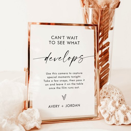 Wedding Disposable Camera Sign, Wedding Photo Game Invitation | Zazzle