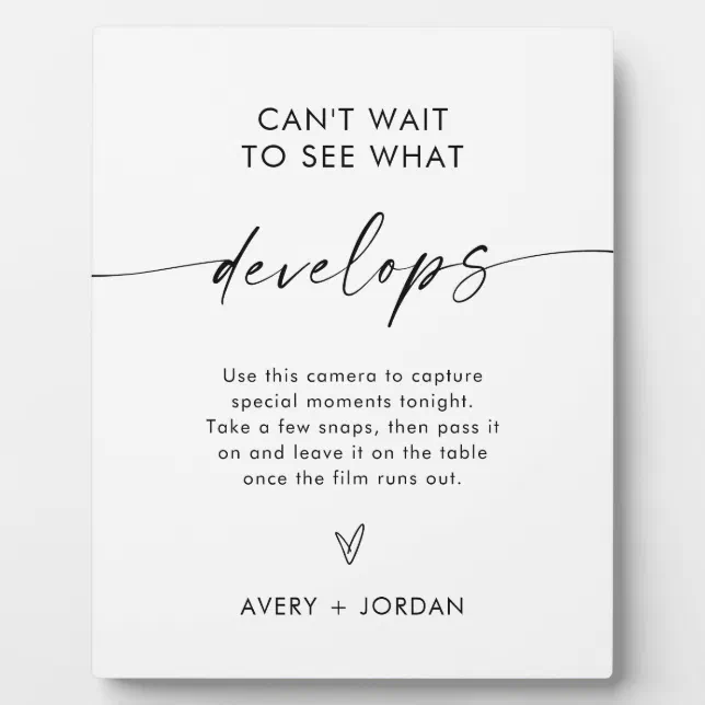 Wedding Disposable Camera Sign, Wedding Photo Game Plaque | Zazzle