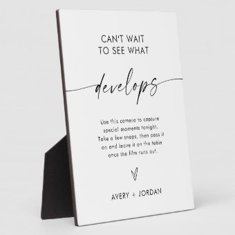 Wedding Disposable Camera Sign, Wedding Photo Game Plaque | Zazzle