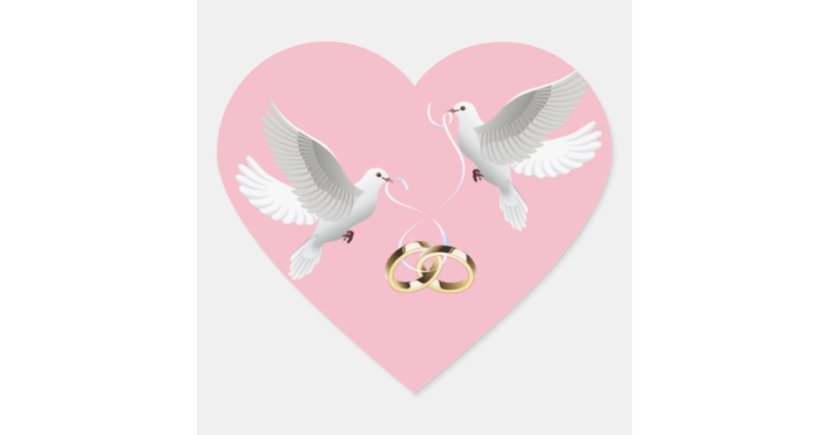 Wedding Doves Pink Heart Stickers | Zazzle