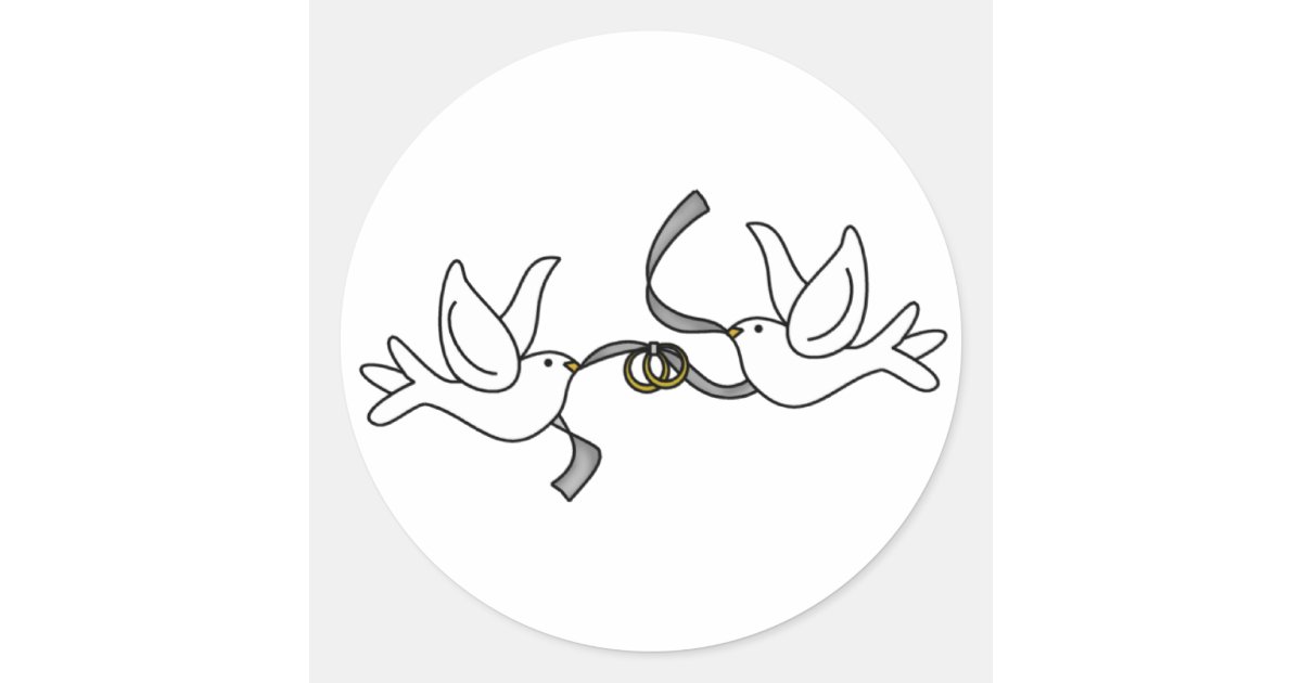 Wedding Doves with Rings Sticker | Zazzle