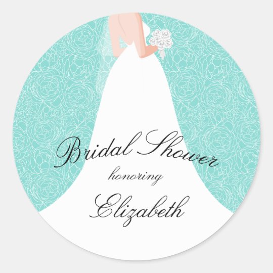Wedding Dress Bridal Shower Classic Round Sticker | Zazzle.com