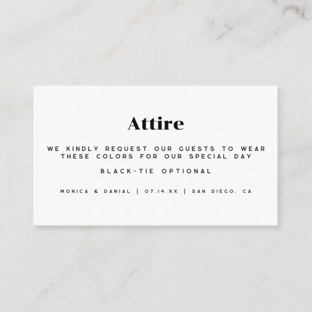 Wedding Dress Code Enclosure Card | Zazzle