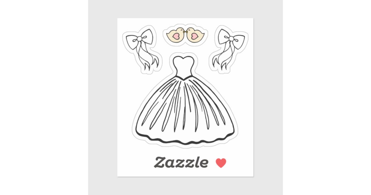 Wedding Dress Stickers | Zazzle