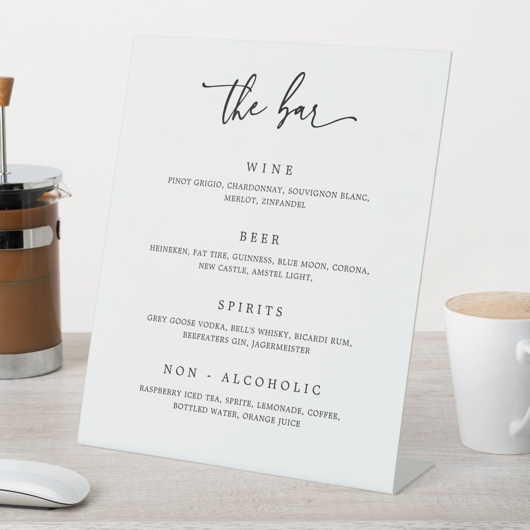 Wedding Drink Bar Menu Reception Pedestal Sign B13 | Zazzle
