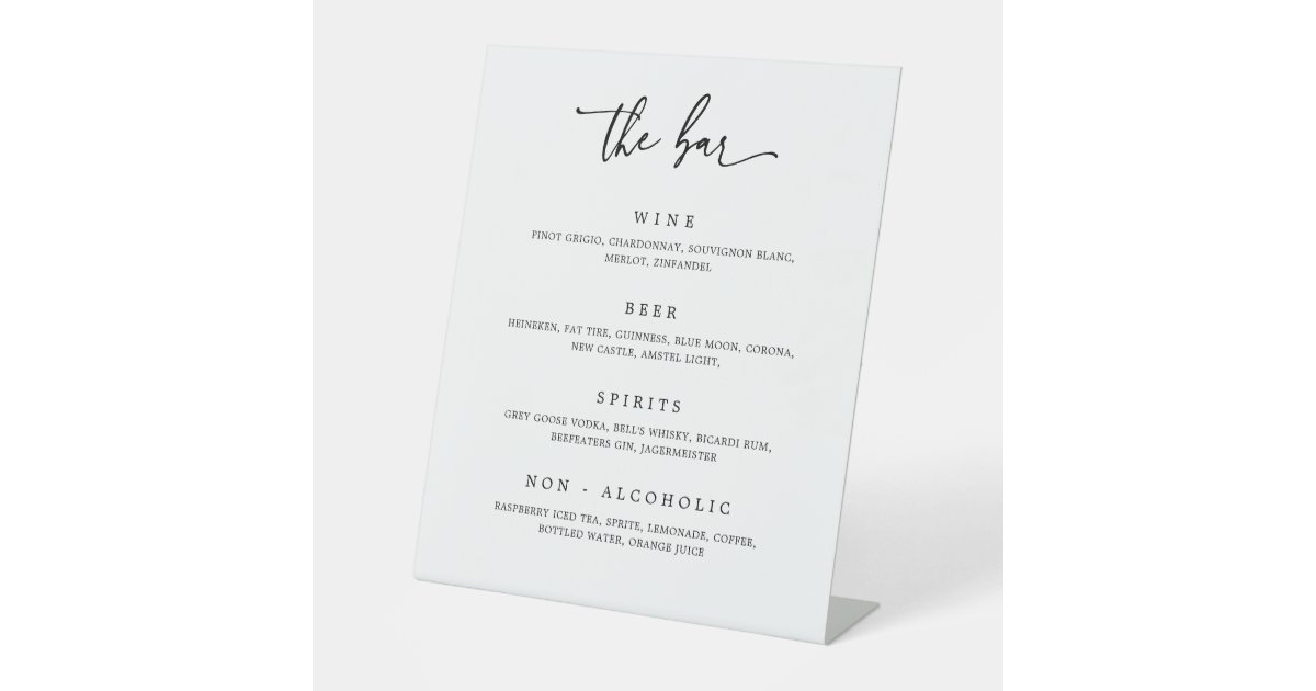 Wedding Drink Bar Menu Reception Pedestal Sign B13 | Zazzle