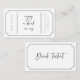 Wedding Drink Ticket Reception Bar Token Card B613 | Zazzle
