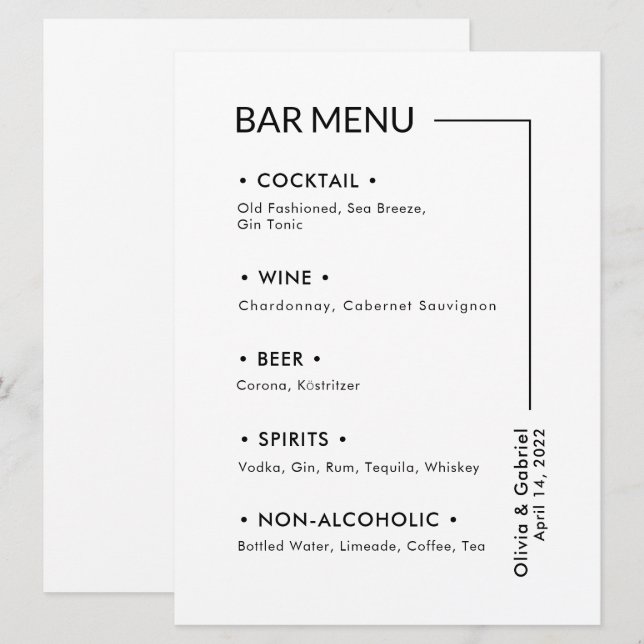 Simple Drink Menu