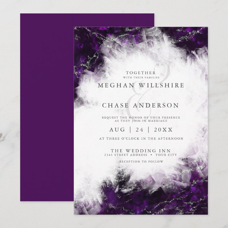 Wedding | Elegant Amethyst Crystal Geode Invitati Invitation | Zazzle