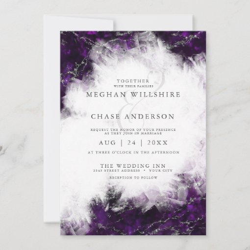 Wedding | Elegant Amethyst Crystal Geode Invitati Invitation | Zazzle