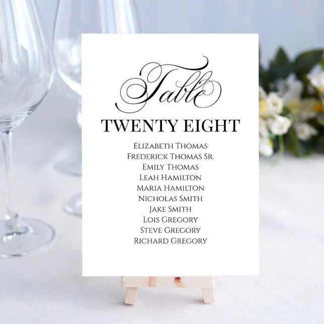 Wedding Elegant Calligraphy Script Table Number | Zazzle