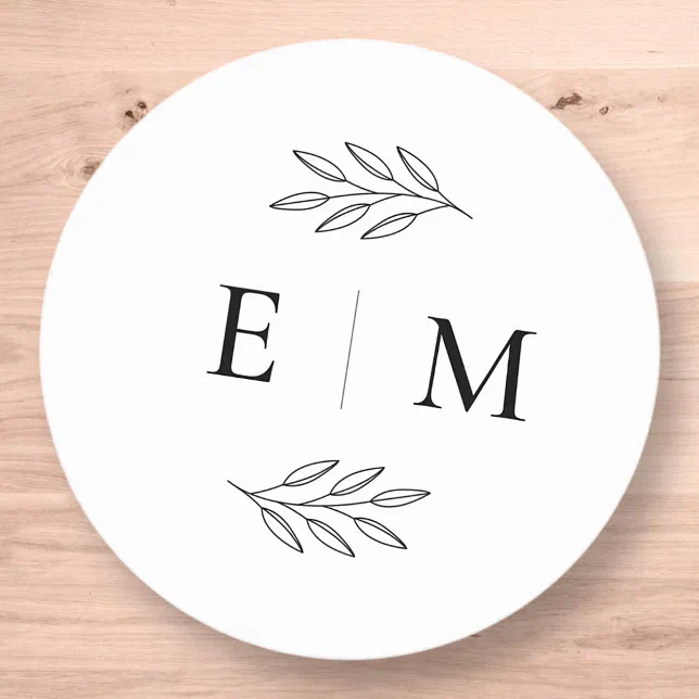 Wedding Elegant Chic Modern Simple Chic Monogram Classic Round Sticker ...