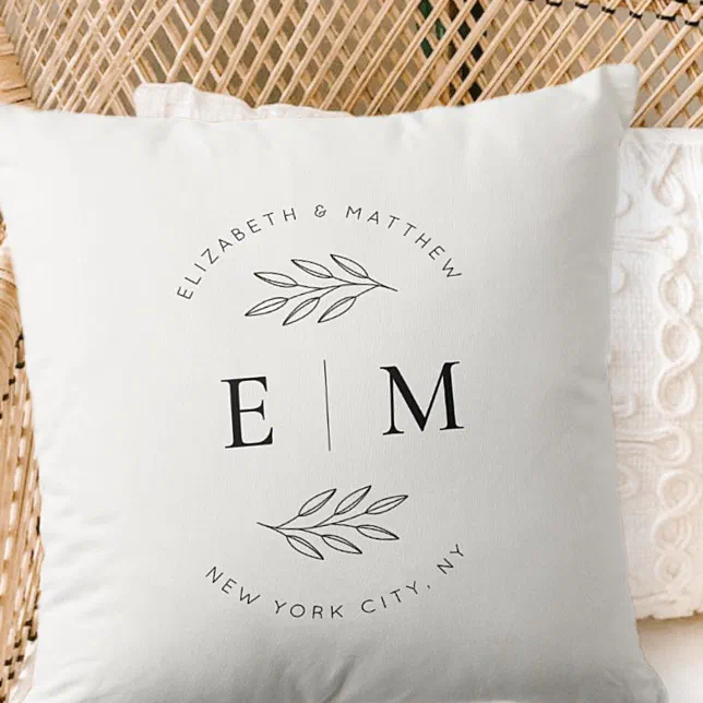 Wedding Elegant Chic Modern Simple Chic Monogram Throw Pillow | Zazzle