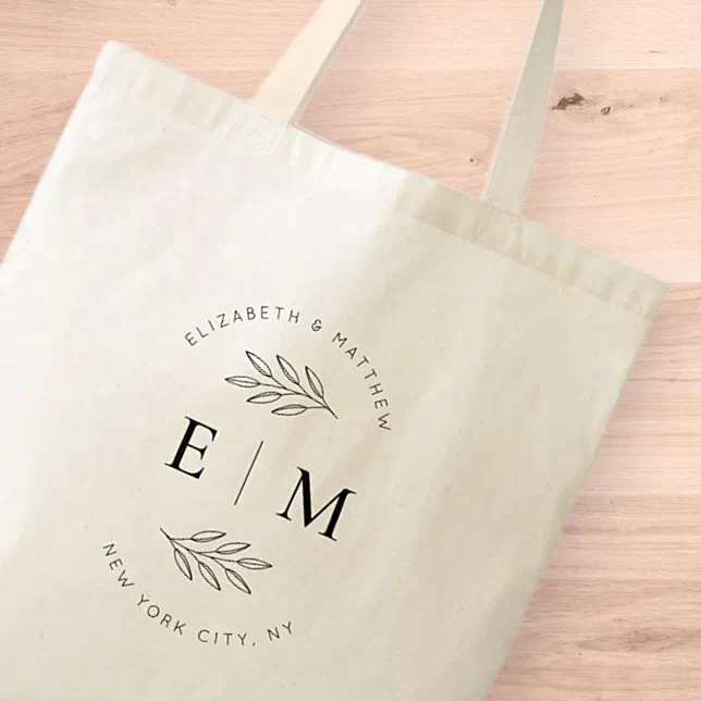 Wedding Elegant Chic Modern Simple Chic Monogram Tote Bag | Zazzle
