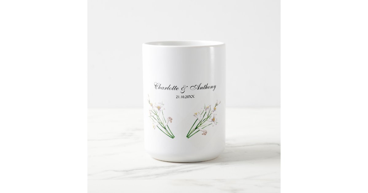 Wedding Elegant Creative Floral White Chic Coffee Mug | Zazzle