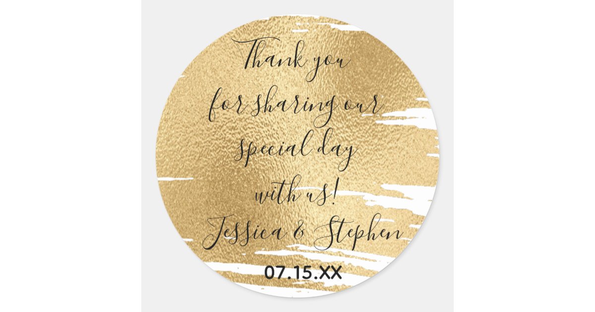 Wedding Elegant Gold and Black Classic Round Sticker | Zazzle