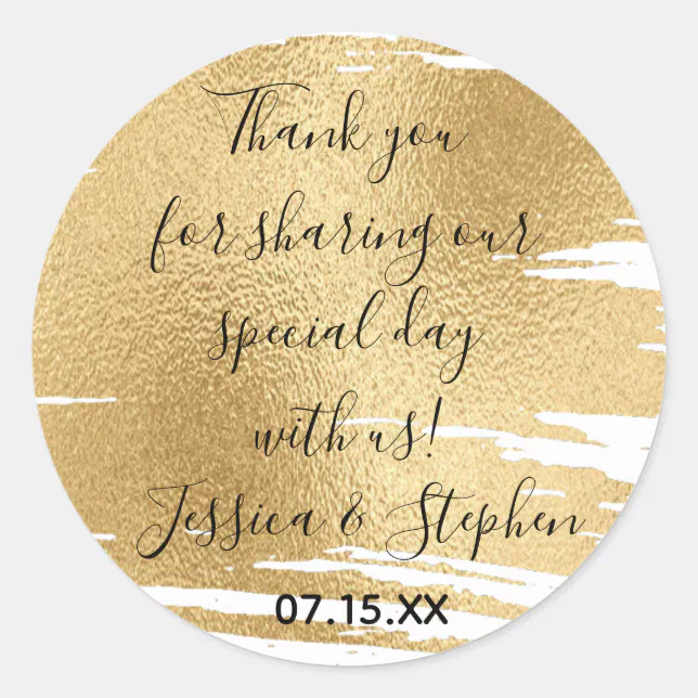 Wedding Elegant Gold and Black Classic Round Sticker | Zazzle
