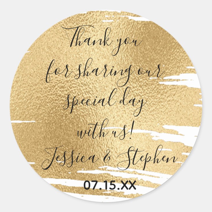 Wedding Elegant Gold and Black Classic Round Sticker | Zazzle