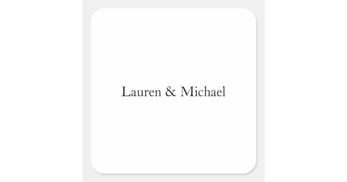 Wedding Elegant Minimalist Black White Names Square Sticker | Zazzle Wedding Elegant Minimalist Black White Names Square Sticker | Zazzle
