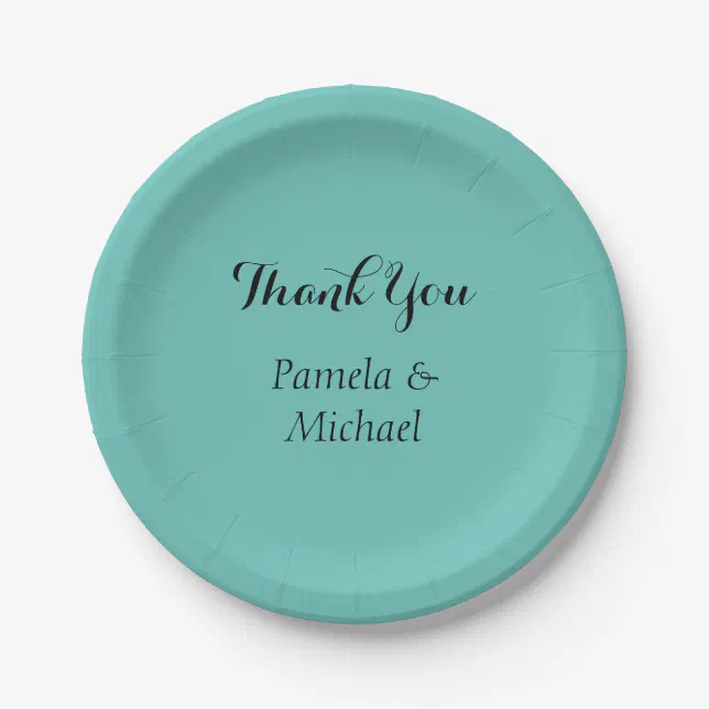 Wedding Elegant Minimalist Classic Blue Thank You Paper Plates | Zazzle