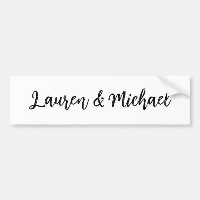 Wedding Elegant Minimalist Classical Black White Bumper Sticker | Zazzle