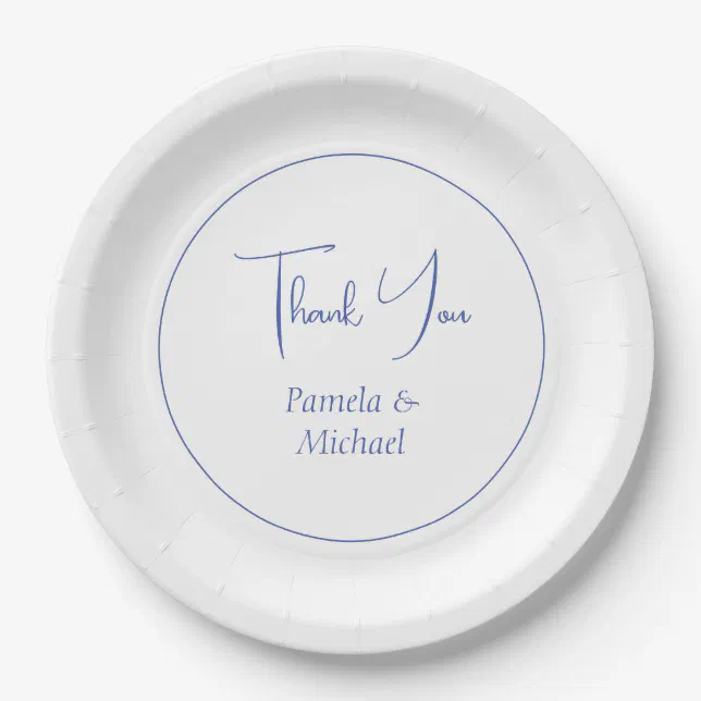 Wedding Elegant Minimalist Classical Thank You Paper Plates | Zazzle