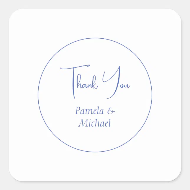 Wedding Elegant Minimalist Classical Thank You Square Sticker | Zazzle