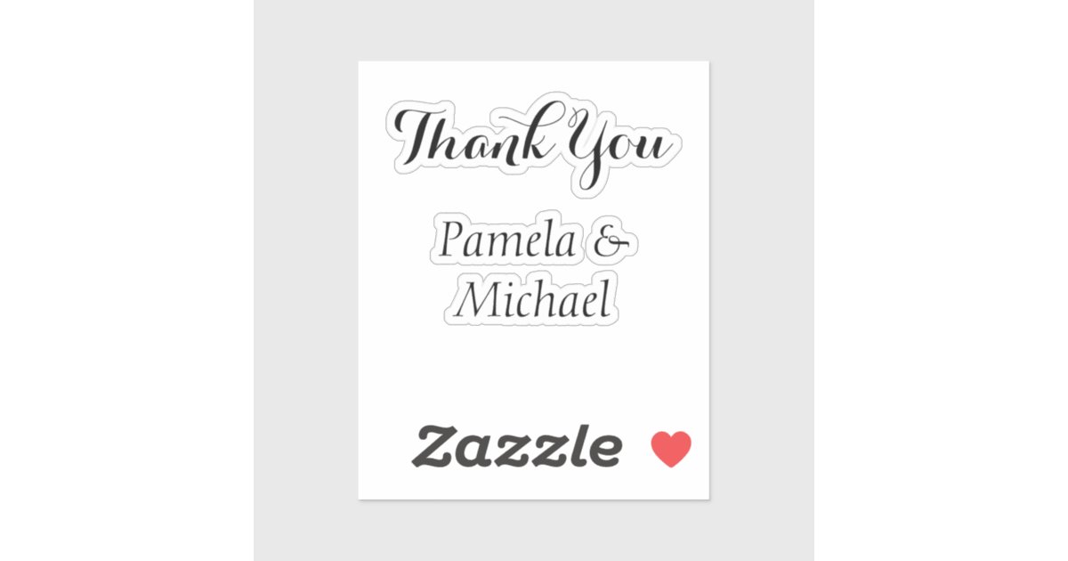 Wedding Elegant Minimalist Classical Thank You Sticker | Zazzle