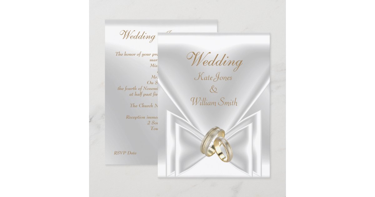Wedding Elegant White Gold Rings Invitation | Zazzle