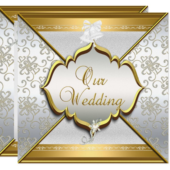Wedding Elegant White Silver Gold Invitation | Zazzle.com