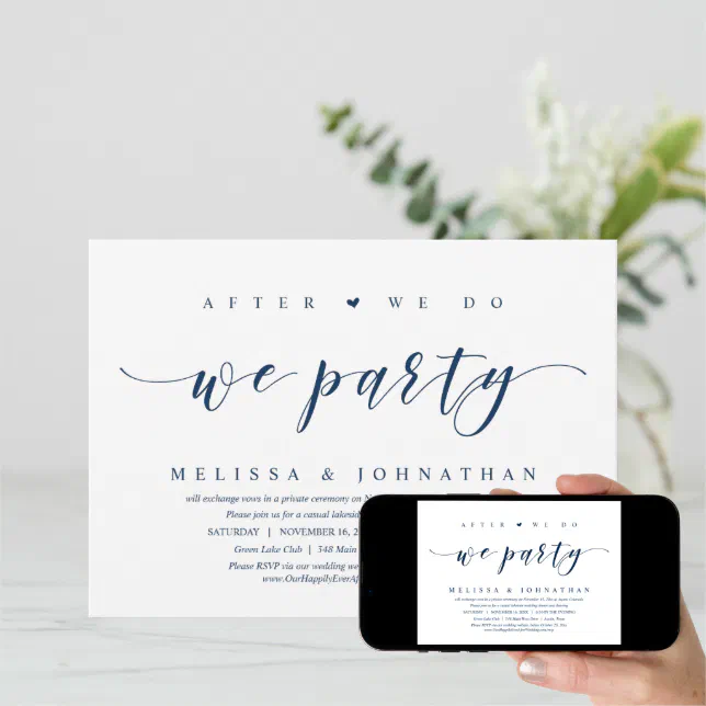 Wedding Elopement, After We Do, We Party Invitatio Invitation | Zazzle
