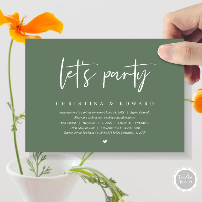 Wedding Elopement Dinner and Dancing, Let's party Invitation | Zazzle