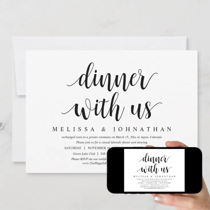 Wedding Elopement, Dinner With The Newlyweds Invitation | Zazzle