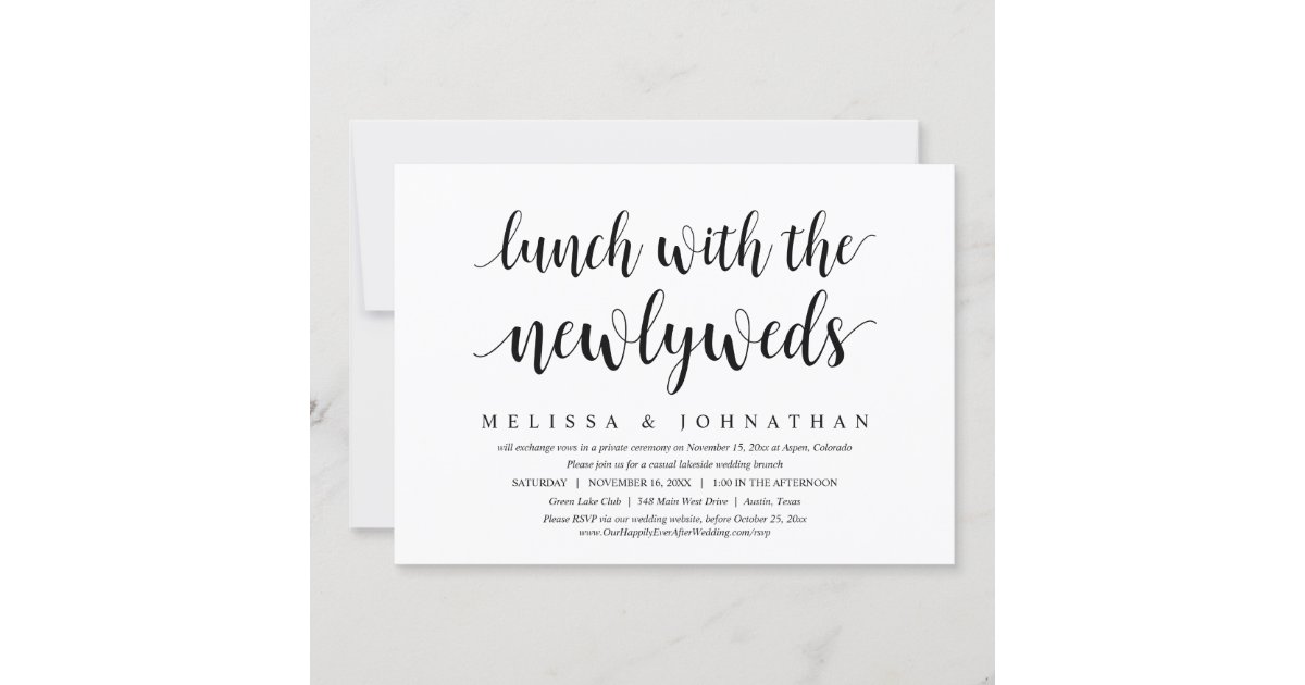 Wedding Elopement, Lunch With The Newlyweds Invitation | Zazzle