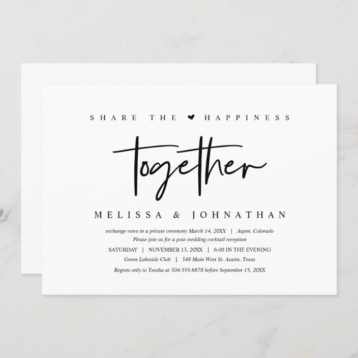 Wedding Elopement, share happiness together Invitation | Zazzle.com