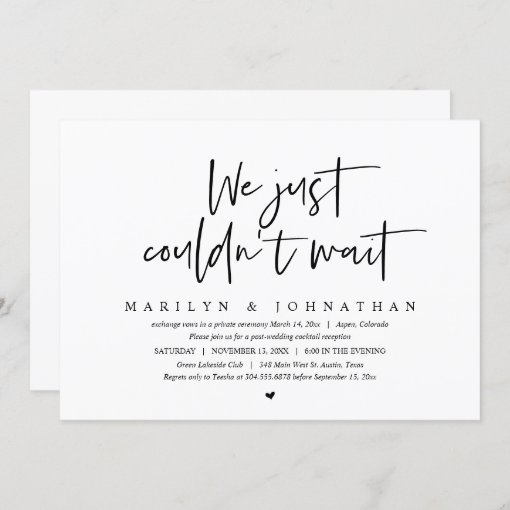 Wedding Elopement, We just could not wait Invitati Invitation | Zazzle