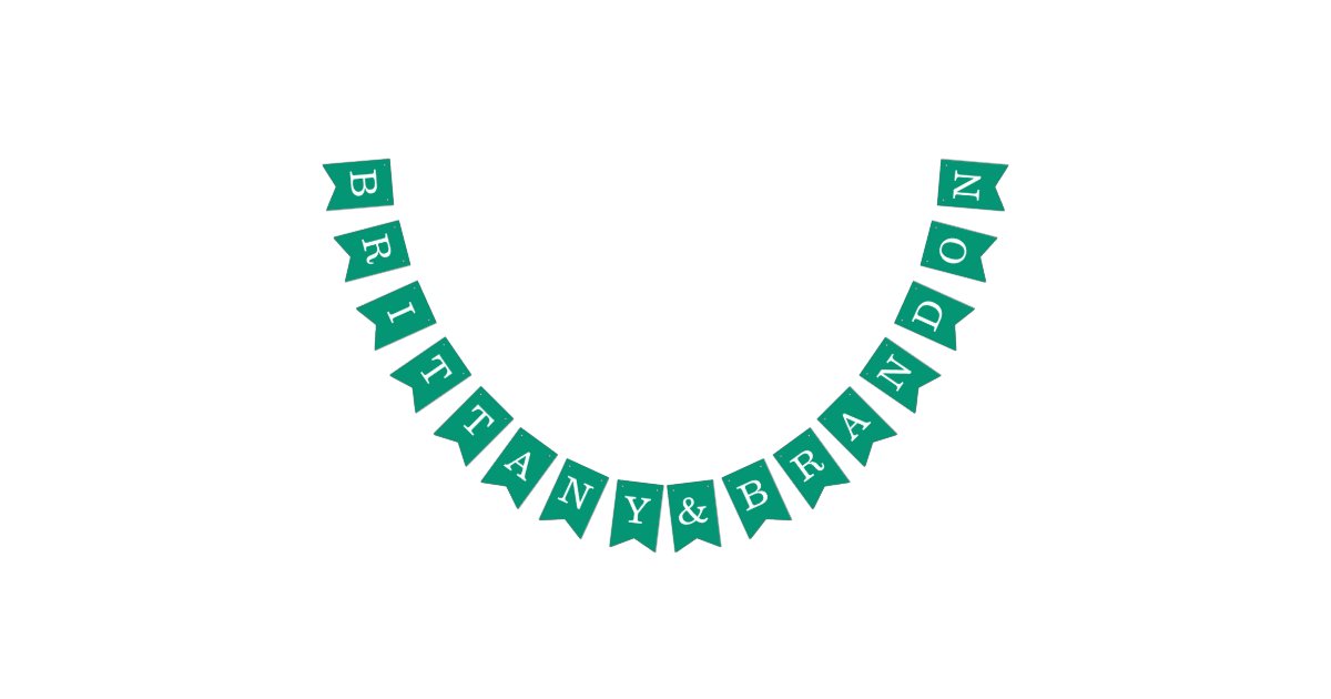 Wedding Emerald Green Simple Bride and Groom Names Bunting Flags | Zazzle