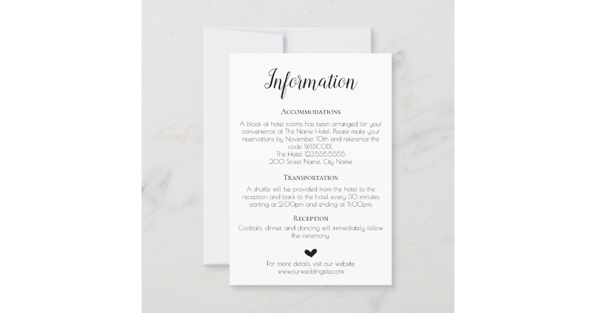 Wedding enclosure card | Zazzle