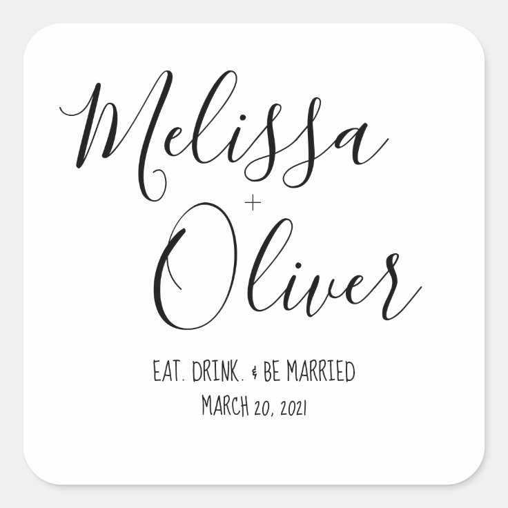 WEDDING,ENGAGEMENT,DECOR,PARTY FAVOR SQUARE STICKER | Zazzle