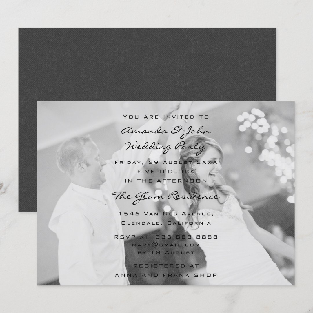 Wedding Engagement Party Photo Gray Grunge Invitation | Zazzle