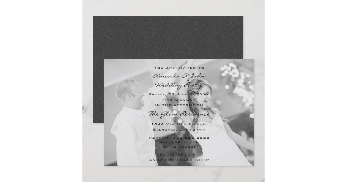 Wedding Engagement Party Photo Gray Grunge Invitation | Zazzle