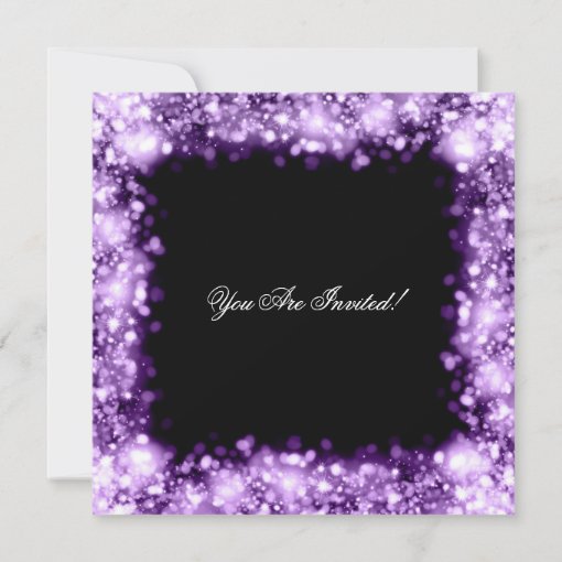 Wedding Engagement Party Sparkling Lights Purple Invitation | Zazzle