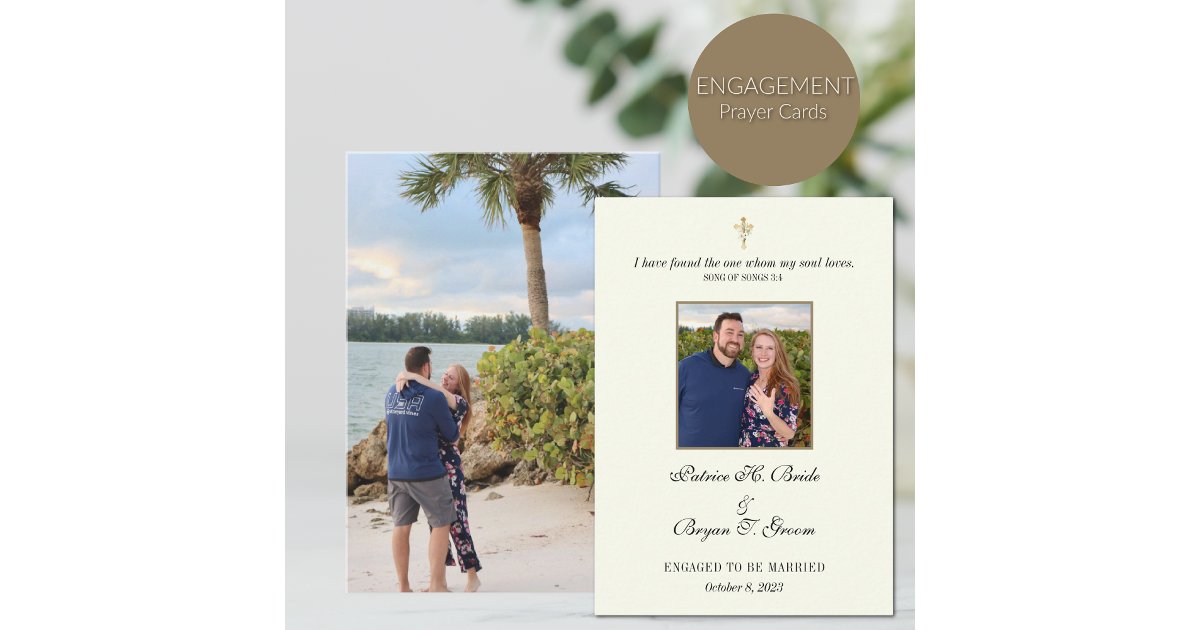 Wedding Engagement Scripture Photo Prayer Card | Zazzle