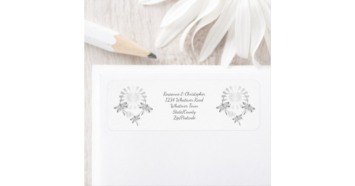 Wedding Envelope Return Address Label Dragonflies | Zazzle