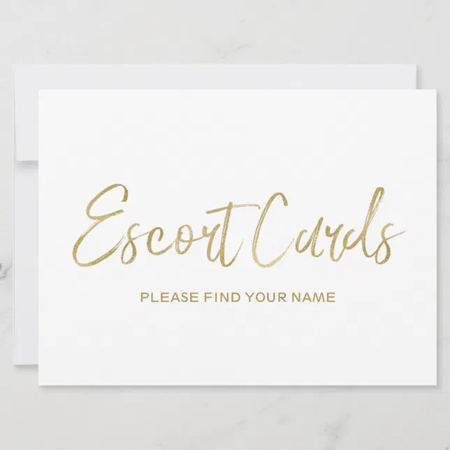 Wedding "Escort cards" Sign | Stylish Golden Invitation | Zazzle