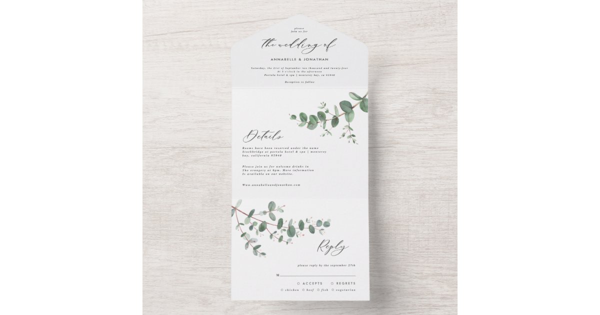 Wedding Eucalyptus botanical invite + rsvp | Zazzle