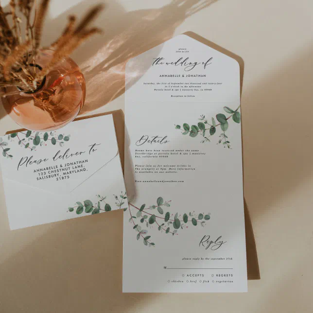 Wedding Eucalyptus botanical invite + rsvp | Zazzle
