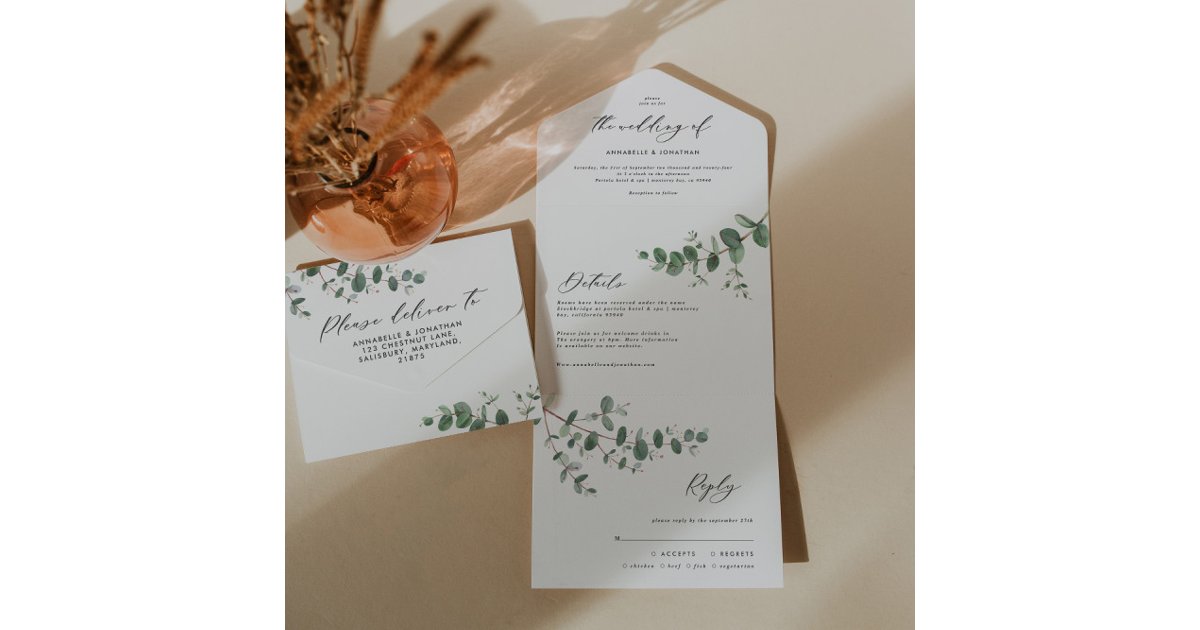 Wedding Eucalyptus botanical invite + rsvp | Zazzle